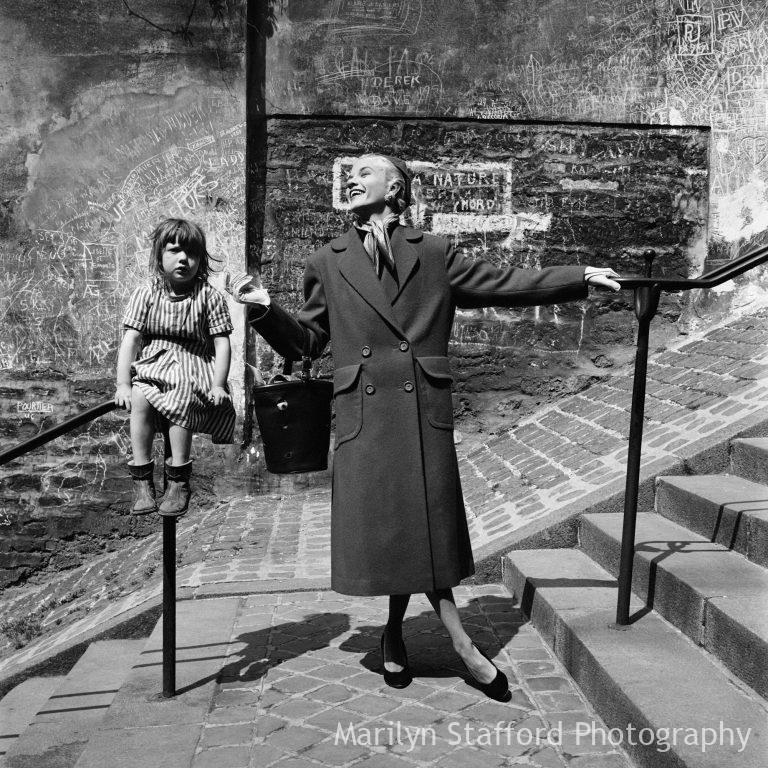 Model in Ready-to-Wear, with girl in scuffed boots, Montmartre, Paris ...